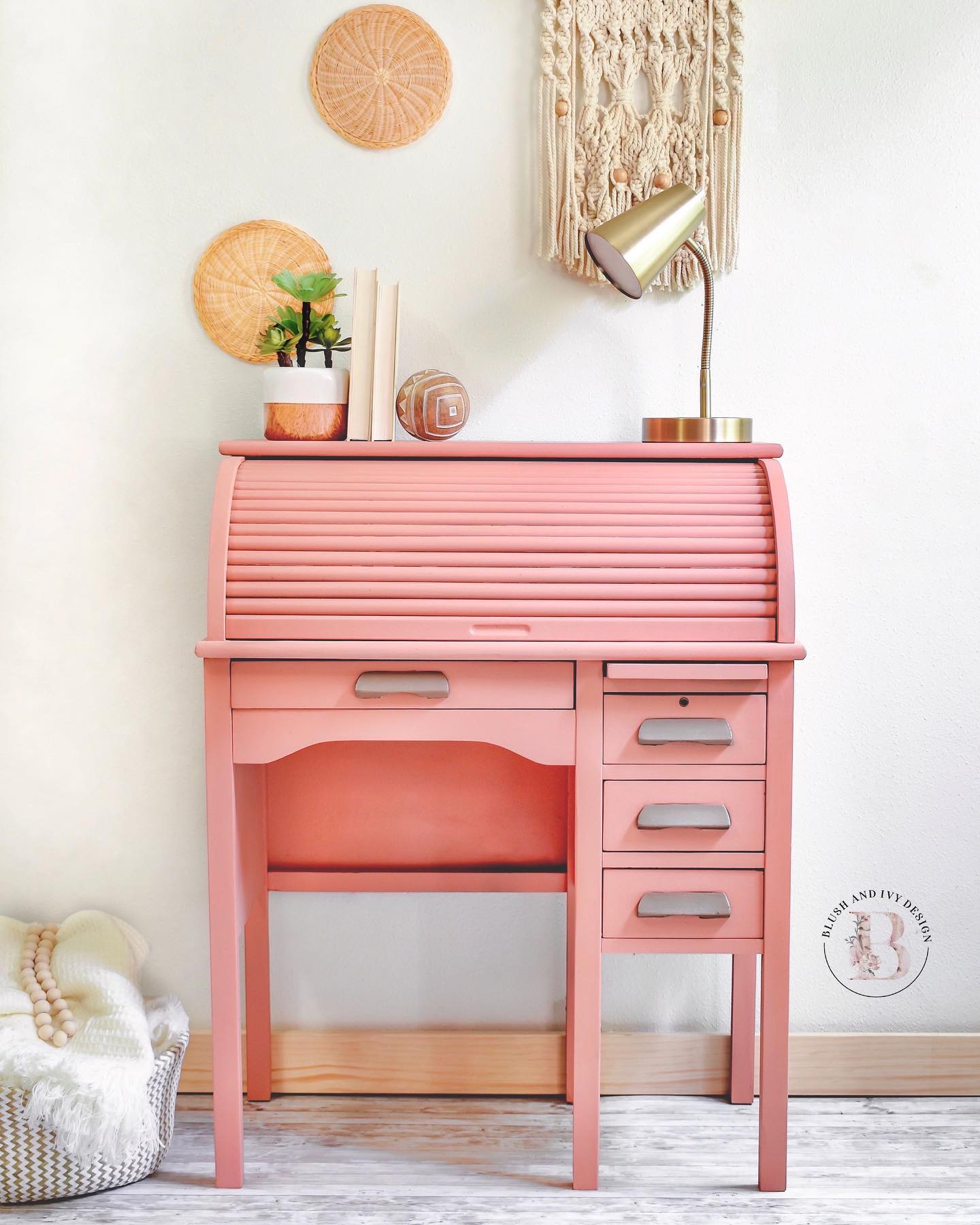 Roll Top Desk in "Peachy Keen" with Silver Accents – Country Chic Paint