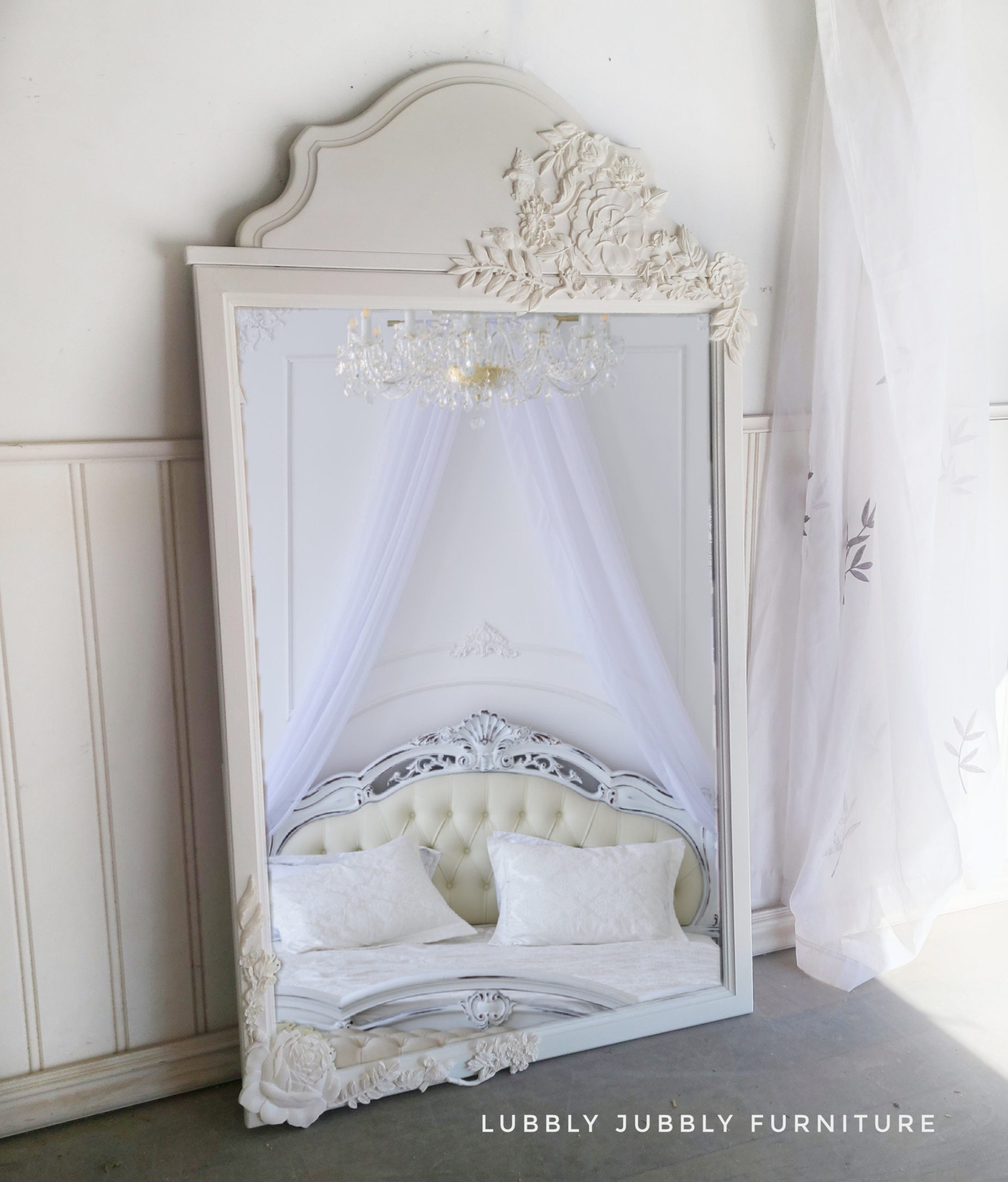Ornately Embossed Mirror Frame in "Crinoline" – Country Chic Paint