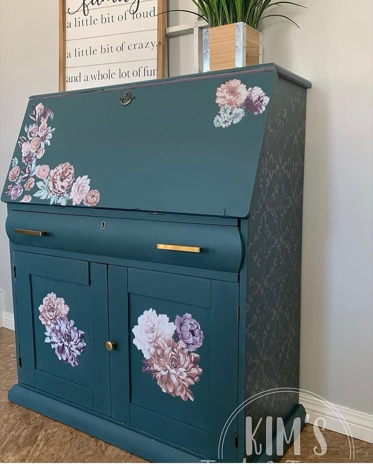 Floral Stenciled Secretary Desk in "Jitterbug" – Country Chic Paint