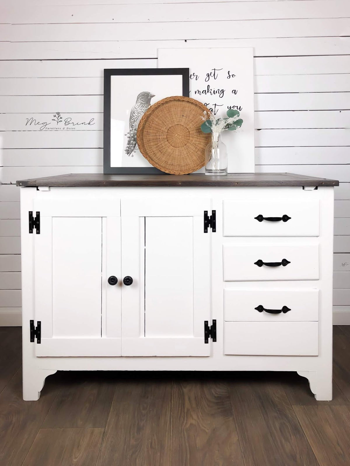 Farmhouse Cabinet in "Simplicity" with Black Hardware – Country Chic Paint