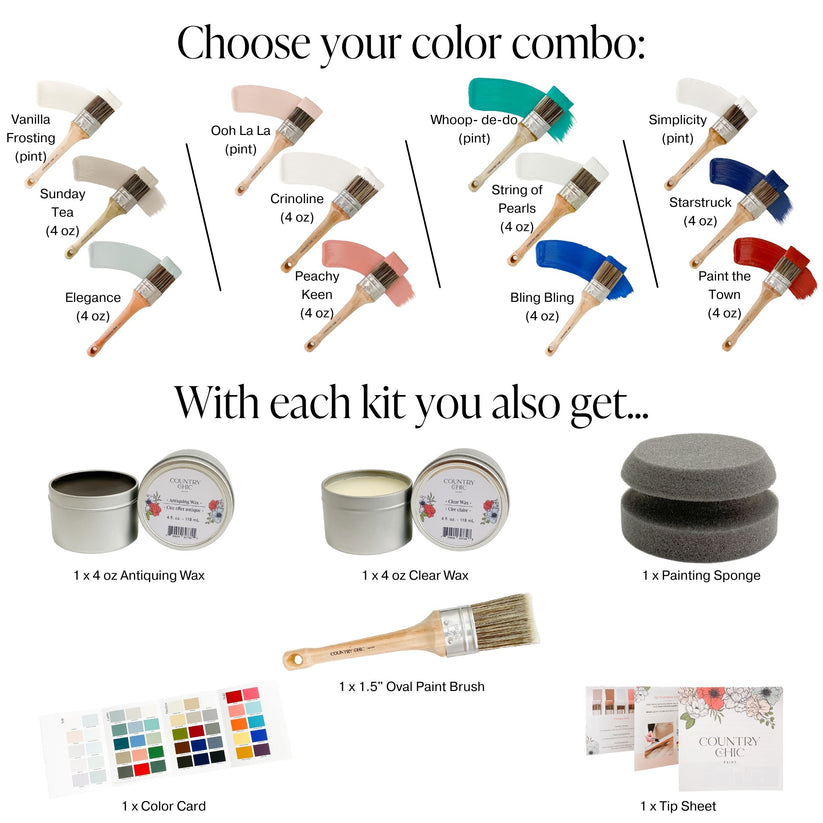 Large Furniture Painting Kit for Beginners - Country Chic Paint Eco-Fr